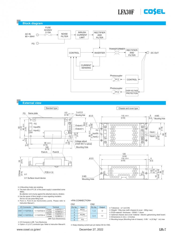 Cosel LFA series datasheet page 7