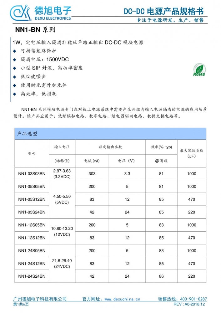 NN1-12S05BN technical document page 1