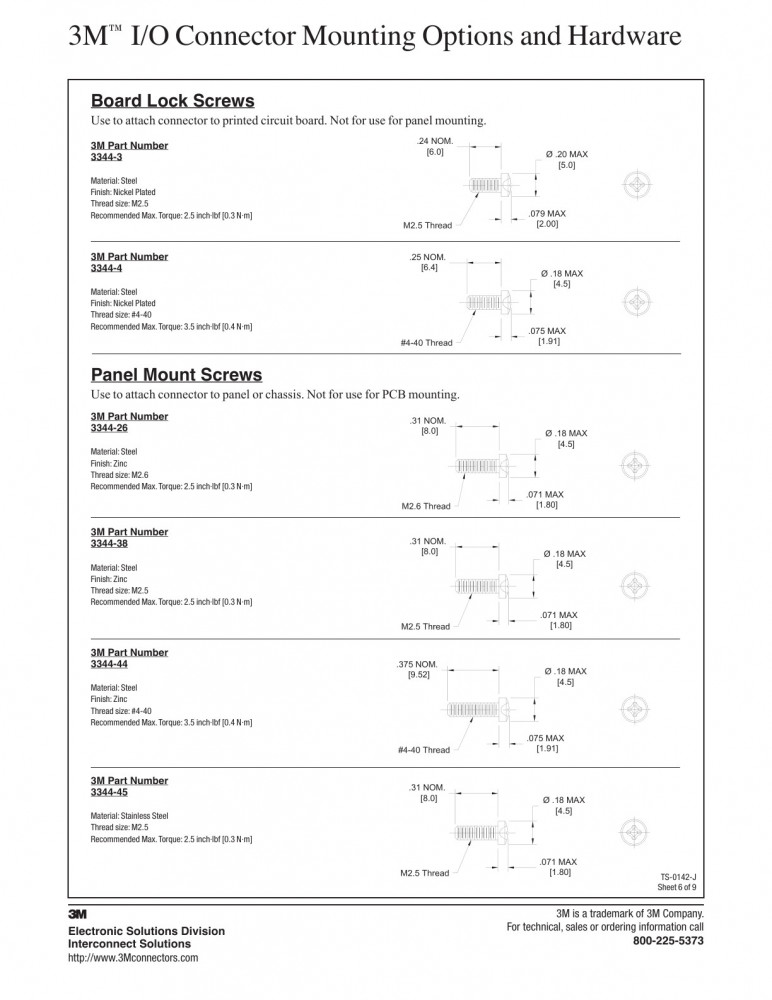 3M mounting hardware technical sheet 6