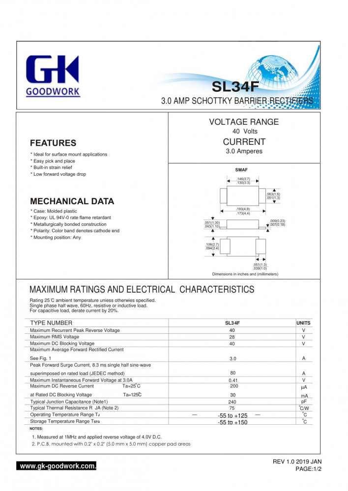 GOODWORK SL34F datasheet page 1