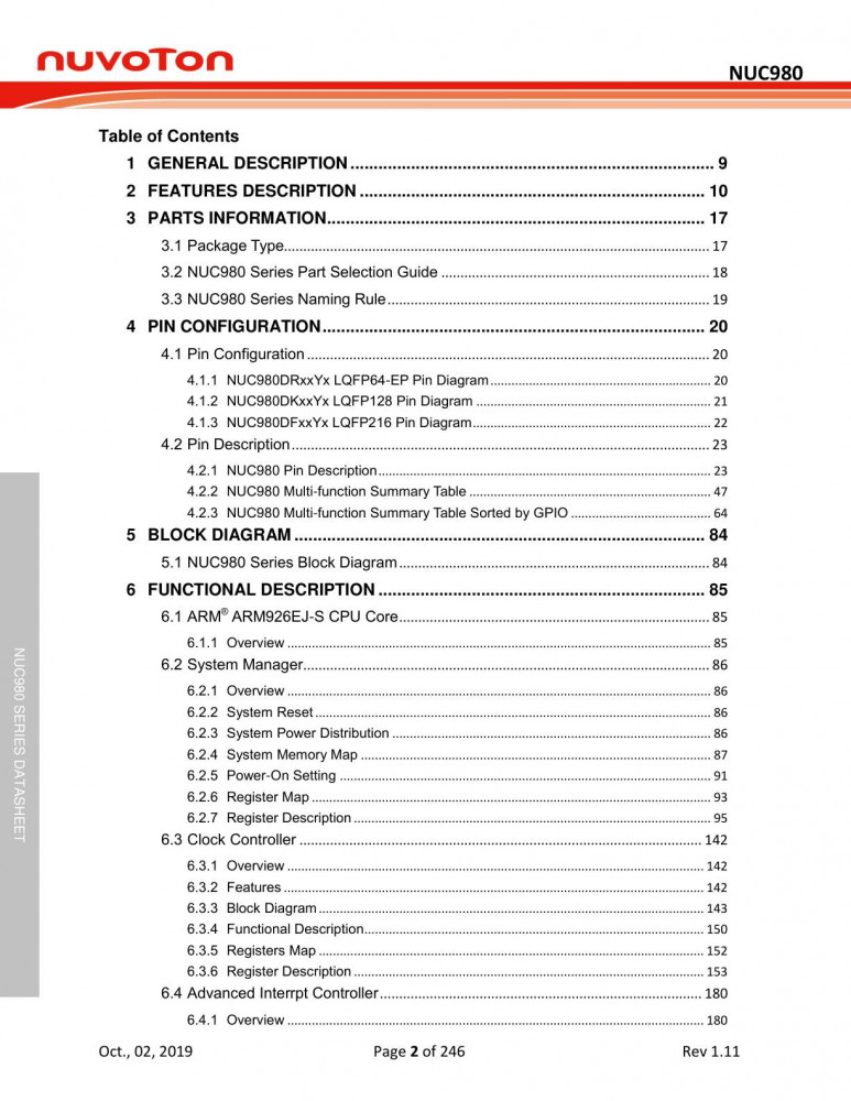 NUC980 datasheet page 2