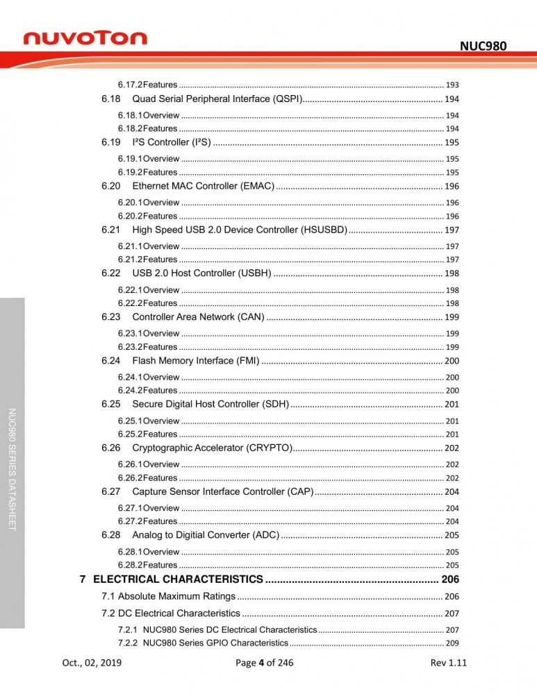 NUC980 datasheet page 4