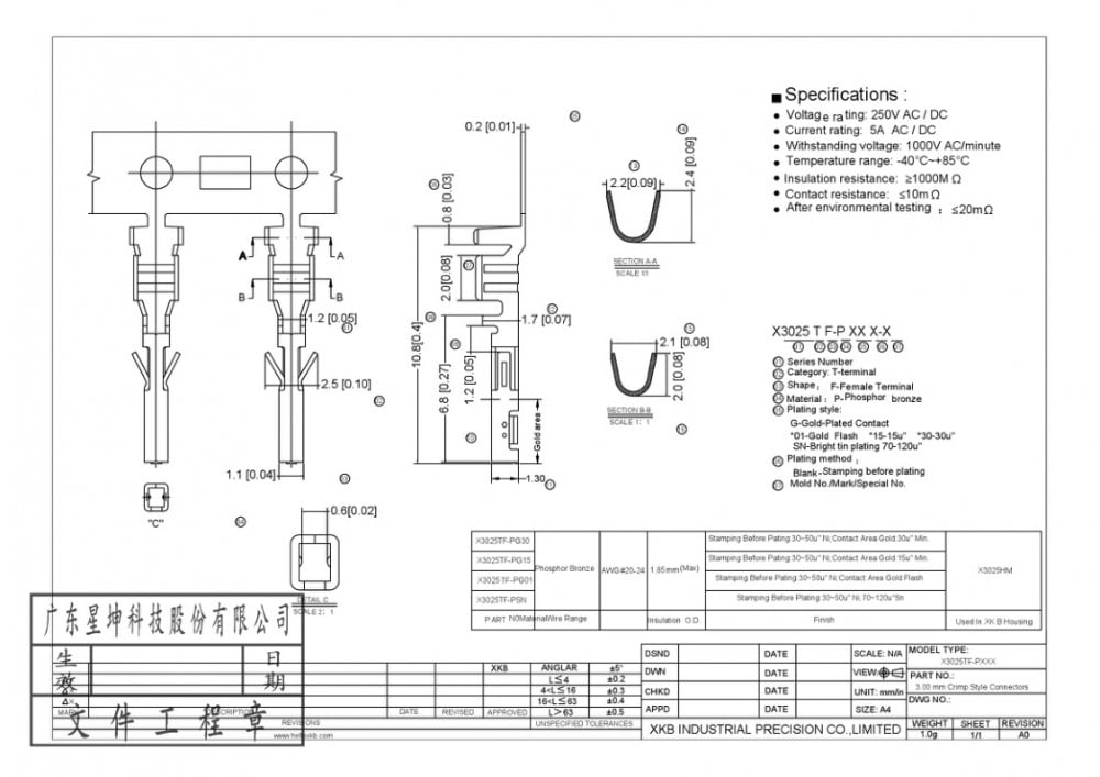 X3025TF-PSN technical drawing page