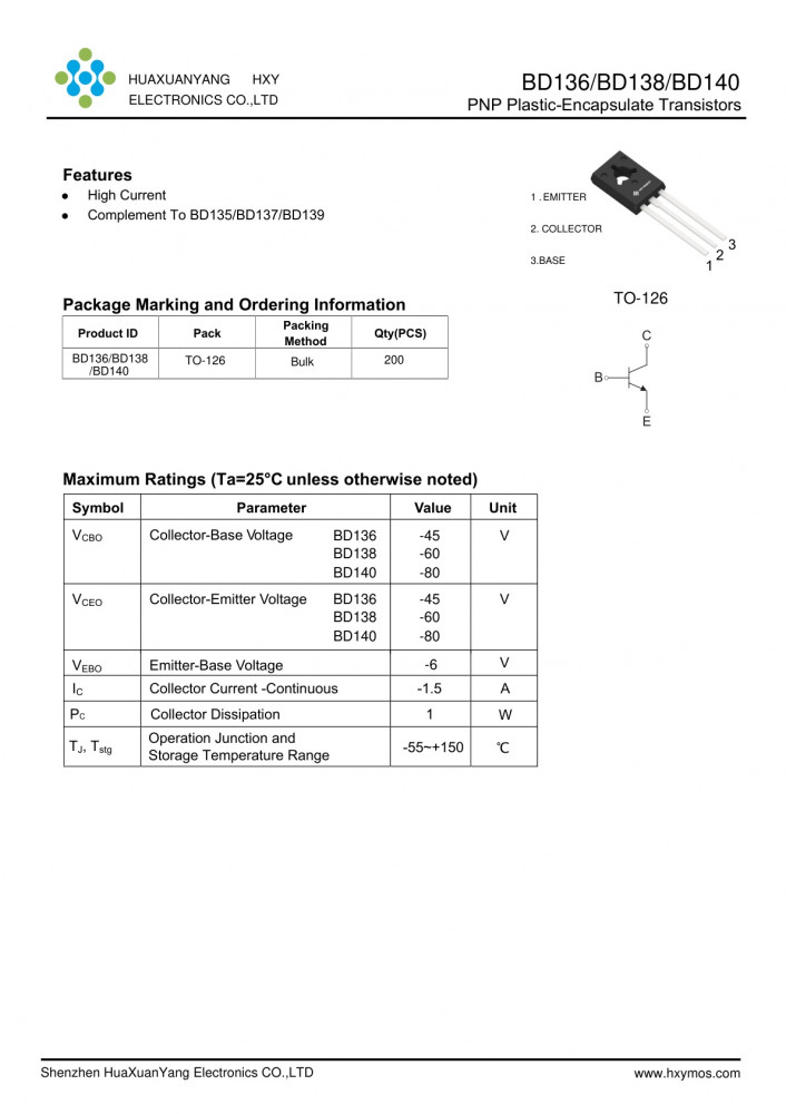 BD138 datasheet page 1
