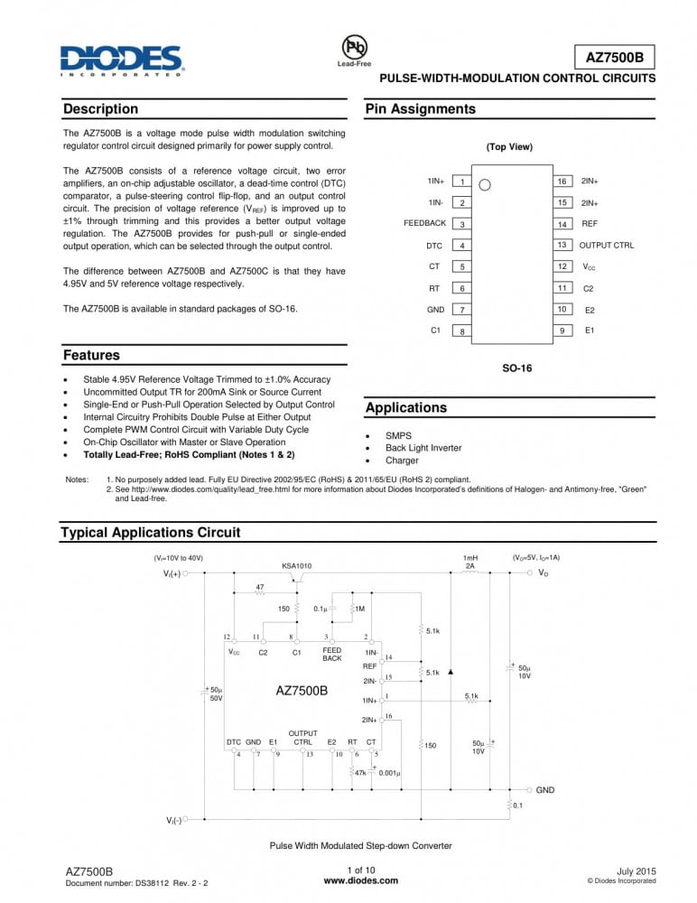AZ7500BP-E1 datasheet page 1