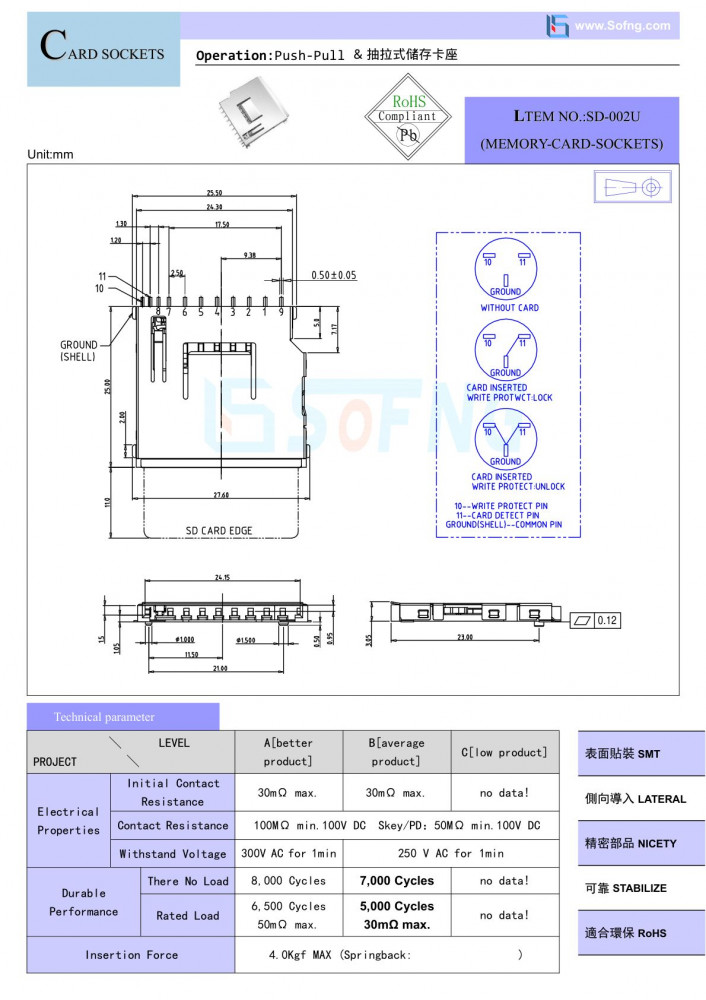 SOFNG SD-002U technical drawing page 1