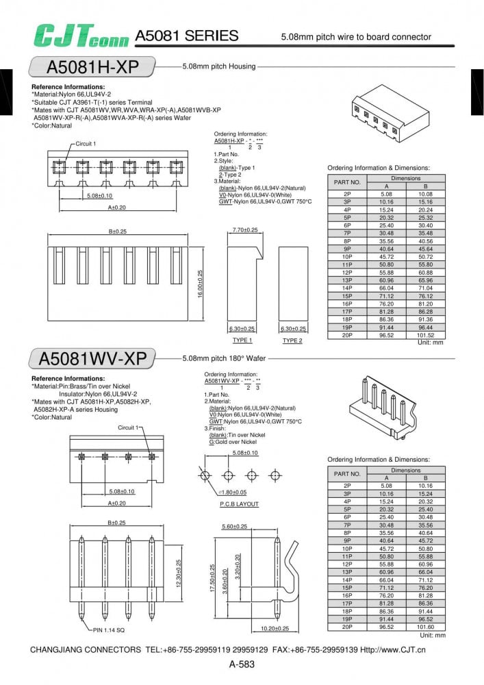 CJT(Changjiang Connectors) A5081H-4P Rectangular Connector Housing index 2