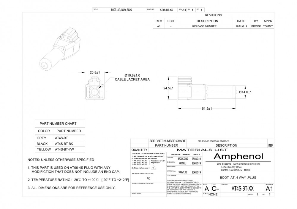 Amphenol AT-Series boot drawing preview