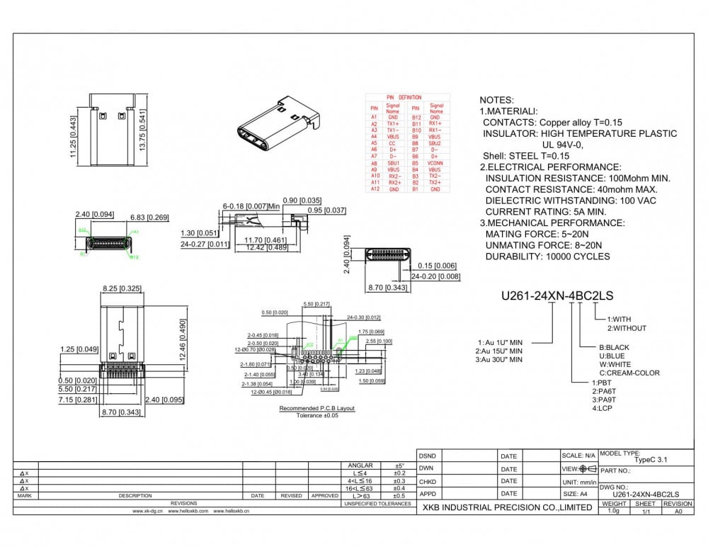 U261-241N-4BC2LS technical drawing