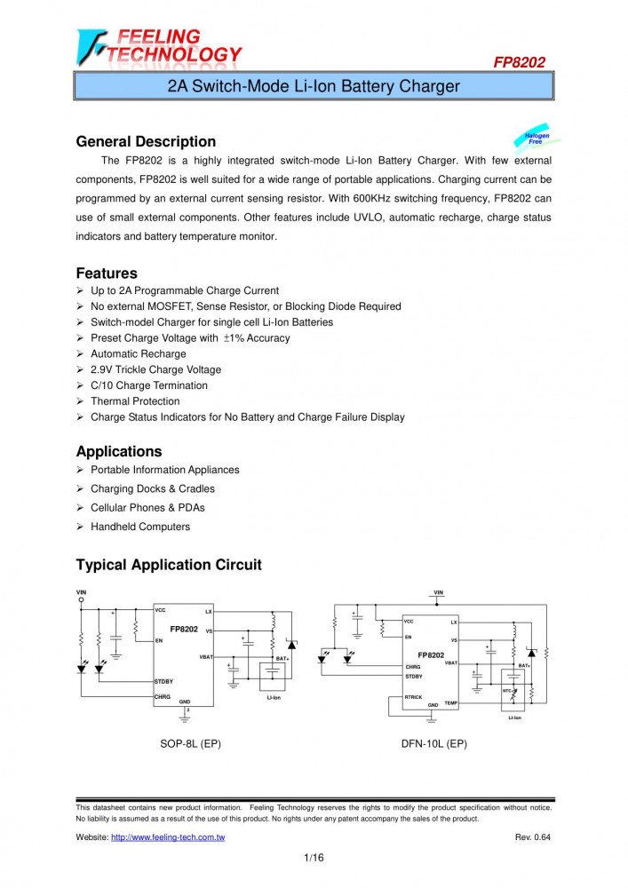 FP8202 datasheet page 1