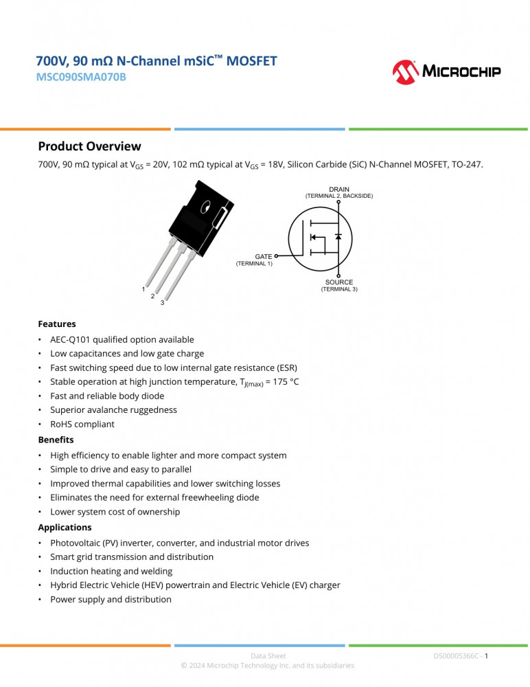 MSC090SMA070SA datasheet page 1