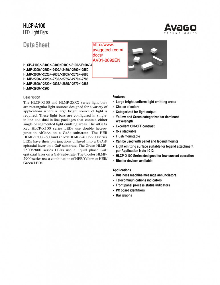 HLMP-2655 datasheet page 1