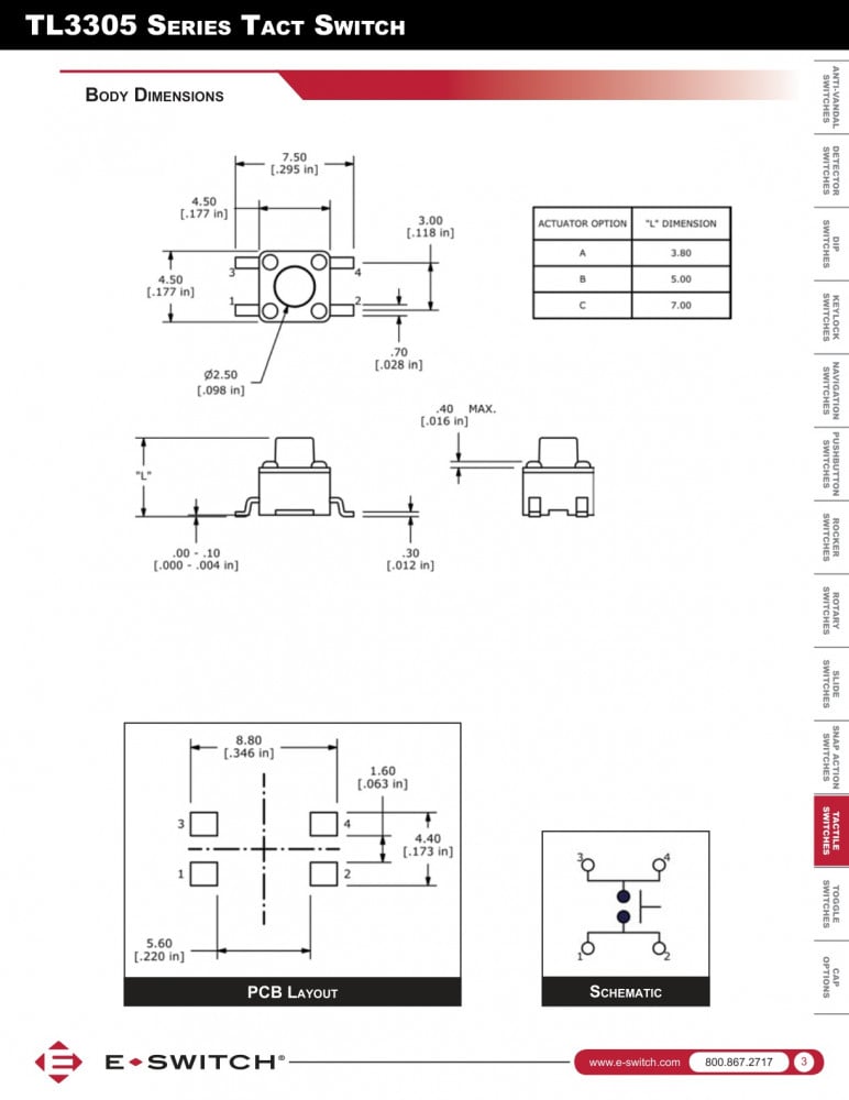 TL3305 series datasheet page 2