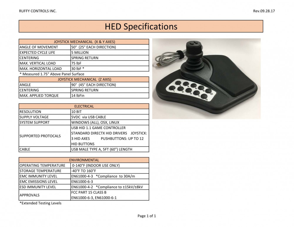 HED product technical document page