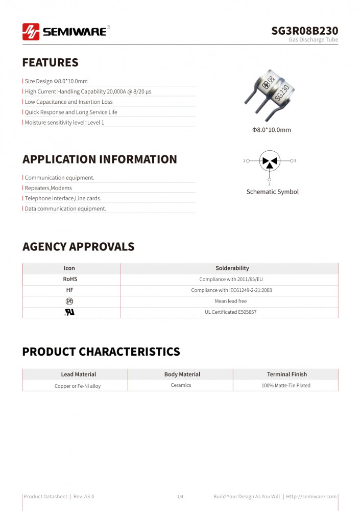 SG3R08B230 datasheet page 1