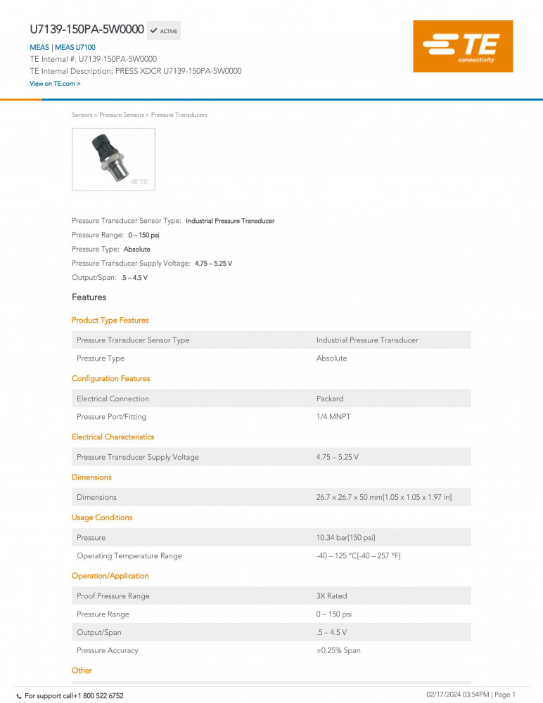 U7139-150PA-5W0000 technical document page 1