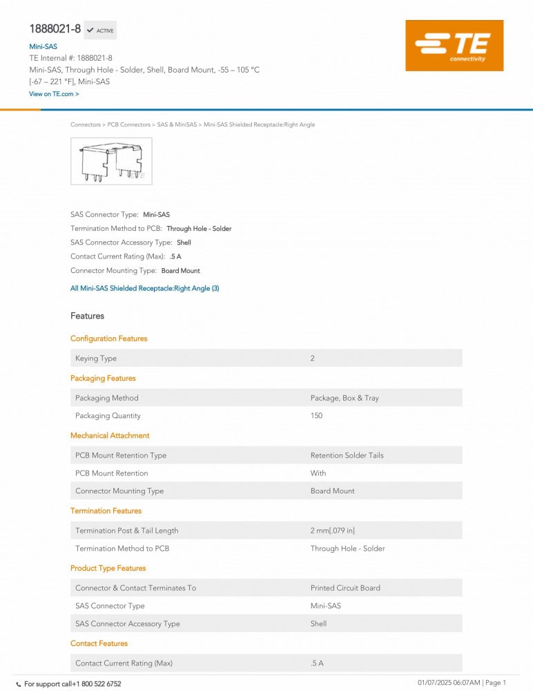 TE Connectivity 1888021-8 document page 1