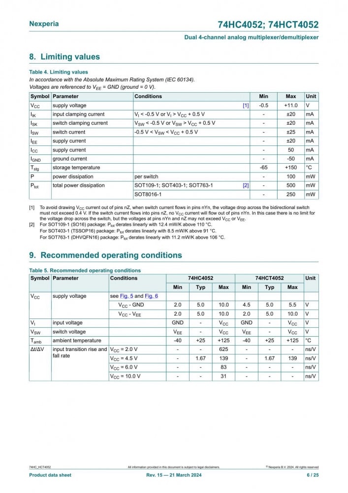 74HC4052 datasheet page 6