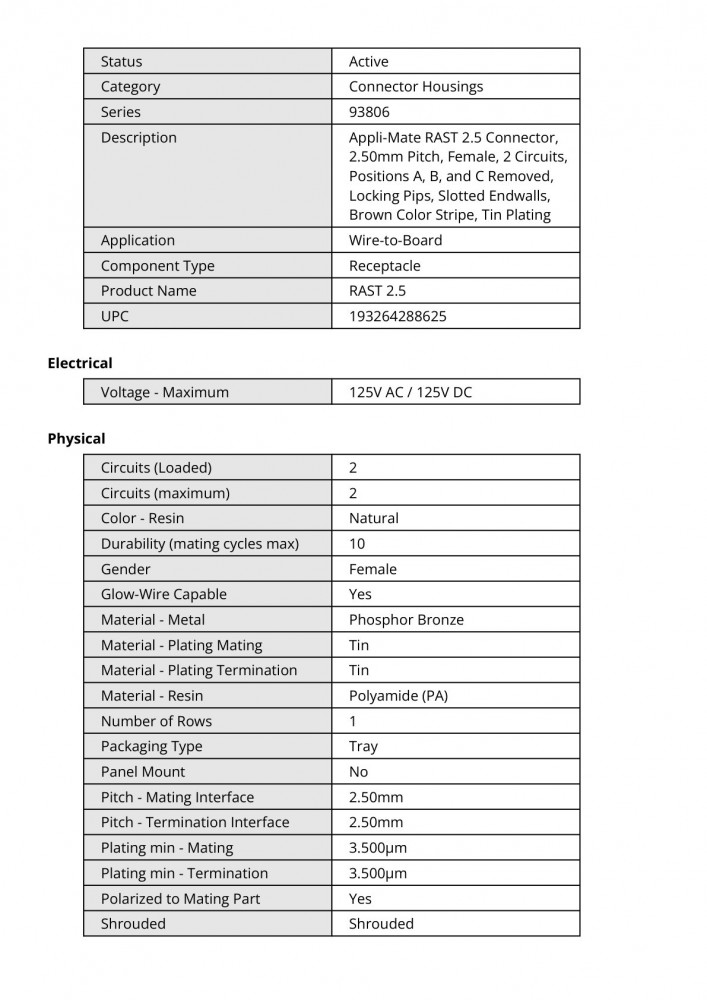 Technical document image 2 for MOLEX 938069019