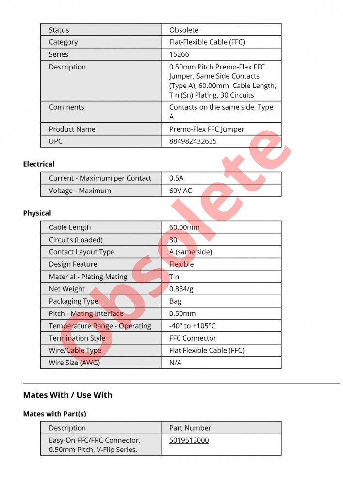 MOLEX Series 15266 FFC drawing page 2