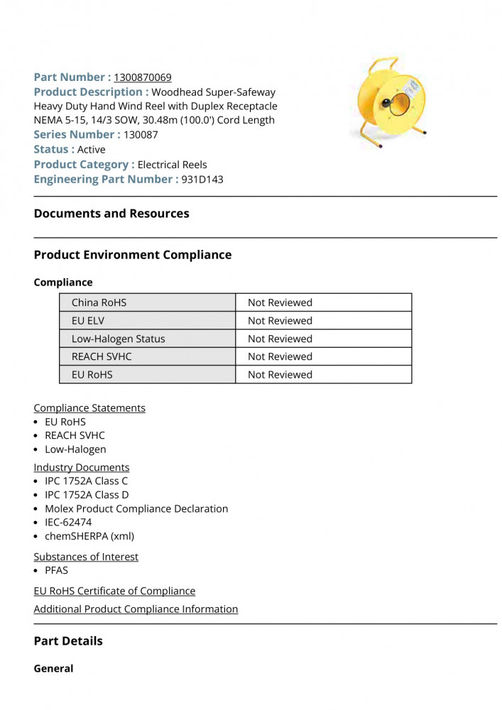 MOLEX 1300870069 product document page 1