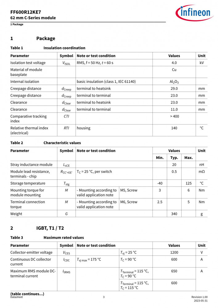 FF600R12KE7 datasheet page 3