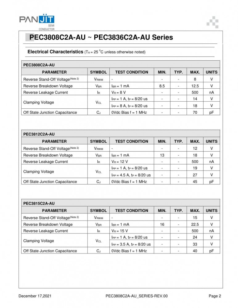 PANJIT PEC3836C2A-AU datasheet page 2