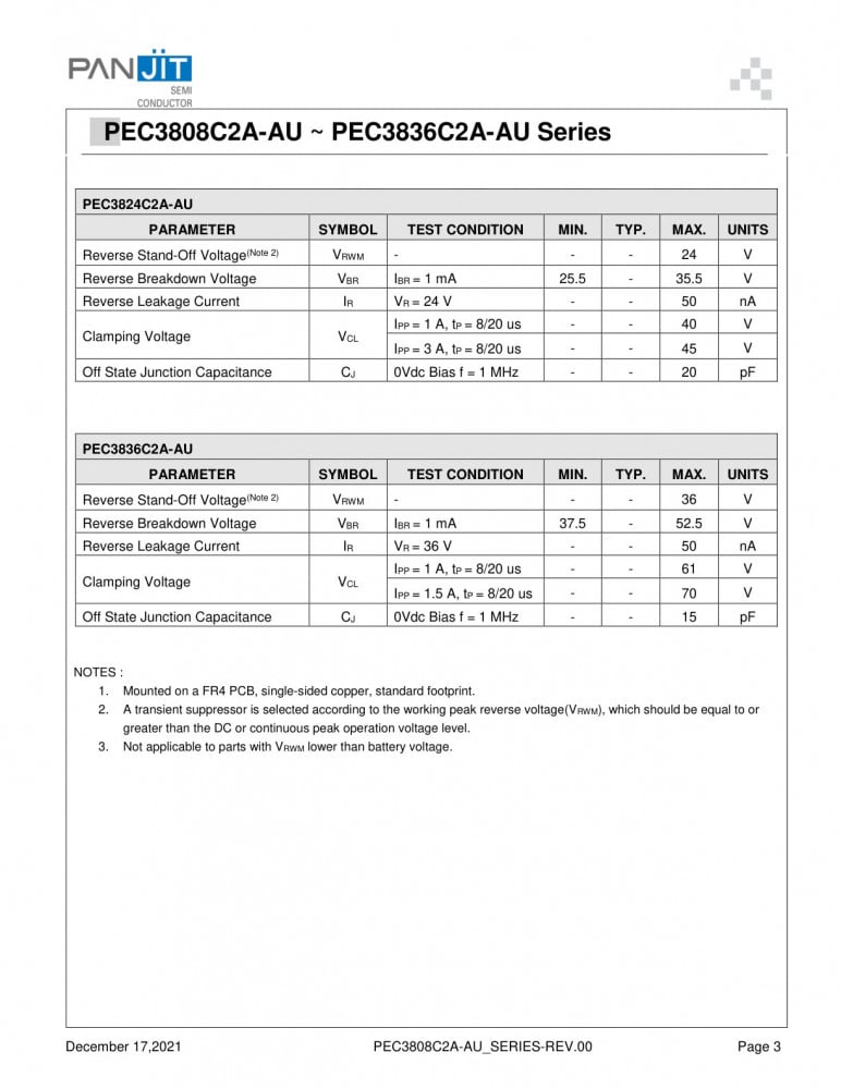 PANJIT PEC3836C2A-AU datasheet page 3