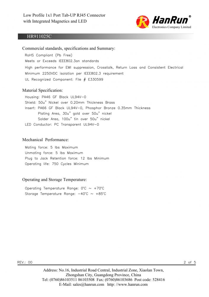 HR911025C technical document page 2
