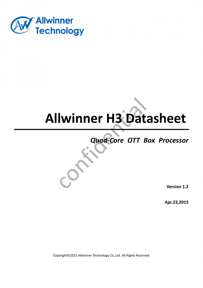 Allwinner H3 datasheet page 1