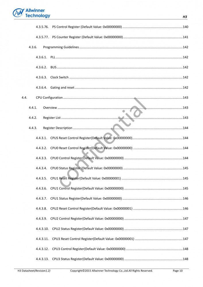 Allwinner H3 datasheet page 10