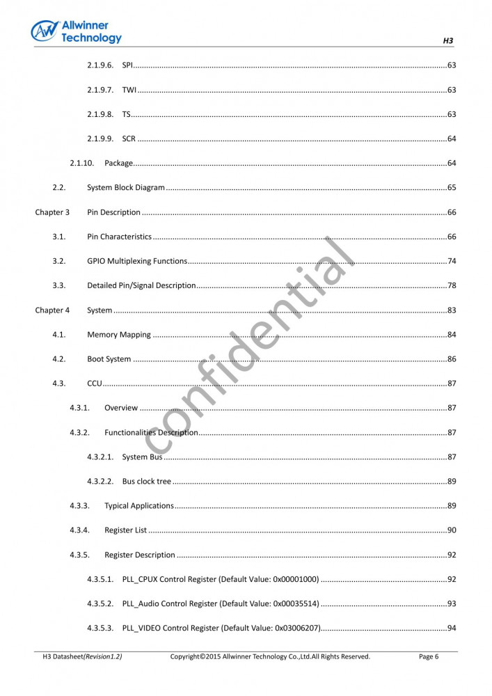 Allwinner H3 datasheet page 6