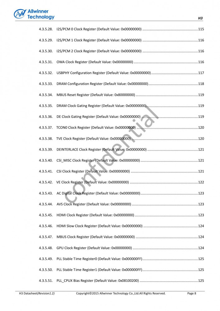 Allwinner H3 datasheet page 8
