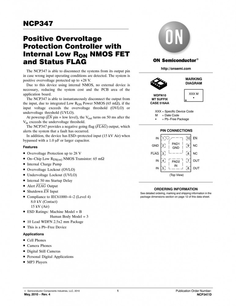 NCP347 datasheet page 1