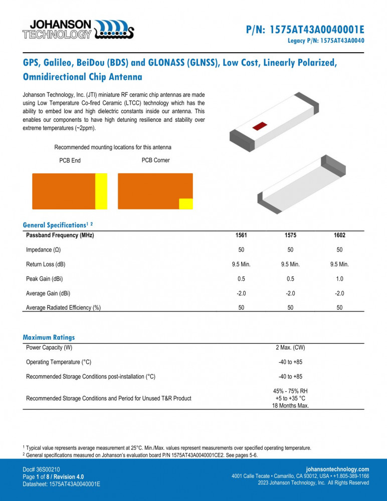 1575AT43A0040001E datasheet page 1
