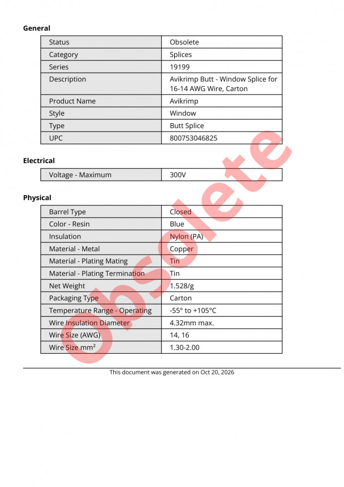 Technical document page image 2 for MOLEX 191990009