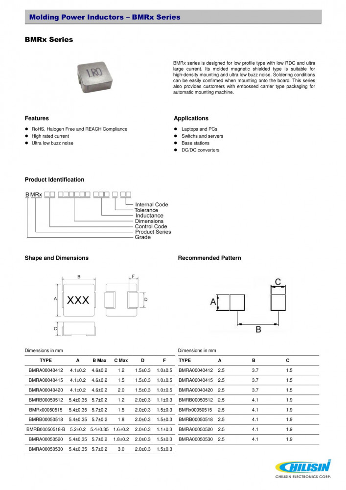 Chilisin BMRx datasheet page 1