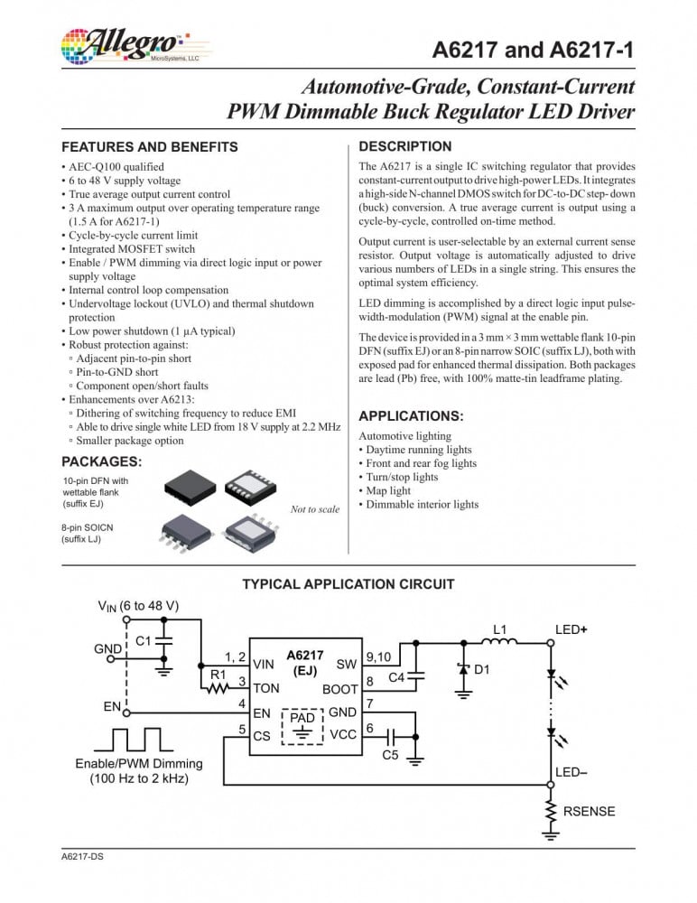 A6217 datasheet page 1