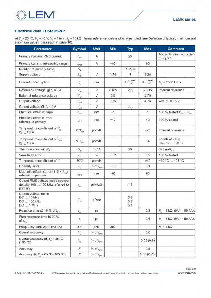LESR series datasheet page 6
