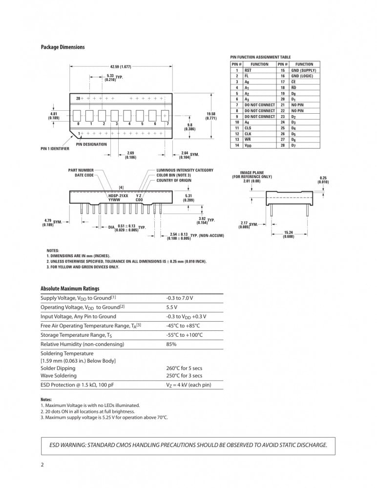 HDSP-2501 datasheet page 2
