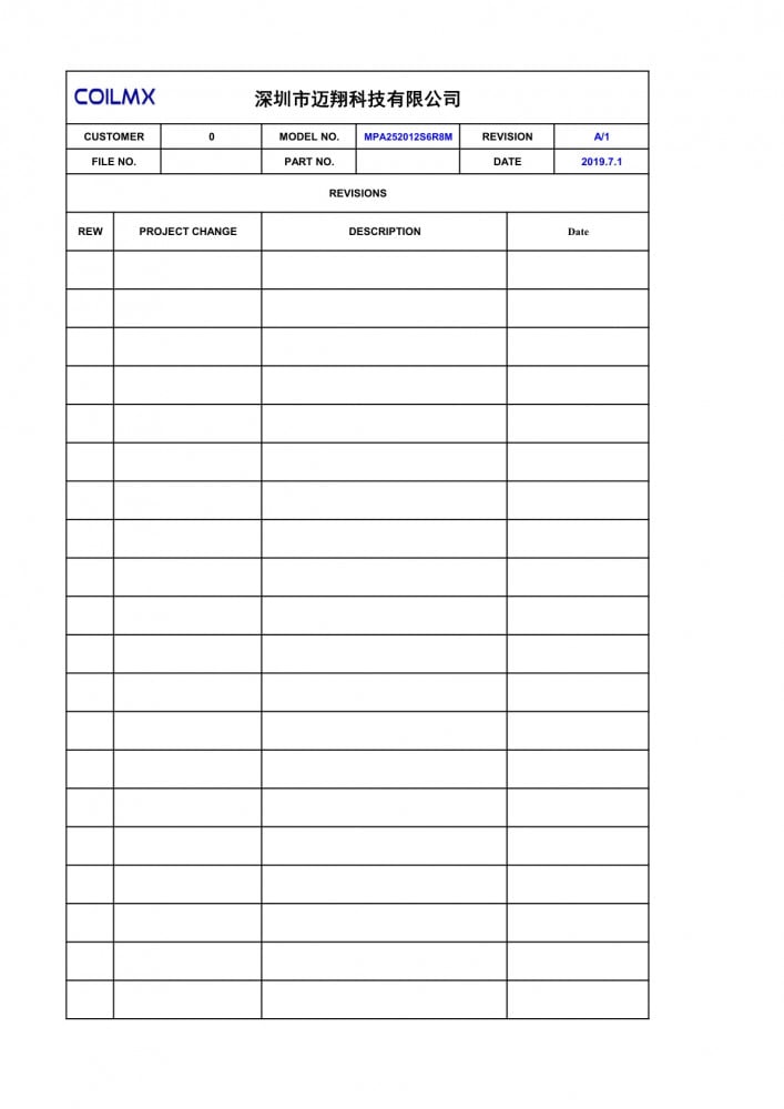 MPA252012S6R8M datasheet page 2