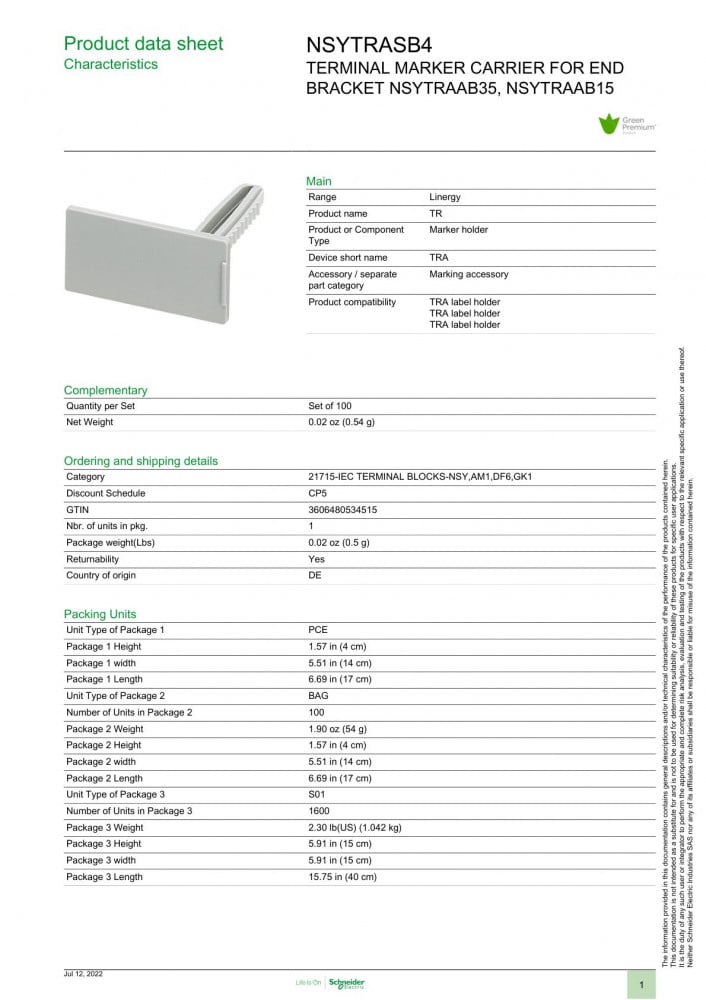 NSYTRASB4 product documentation page 1
