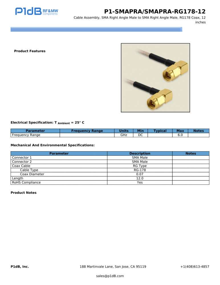 P1-SMAPRA/SMAPRA-RG178-12 product document page