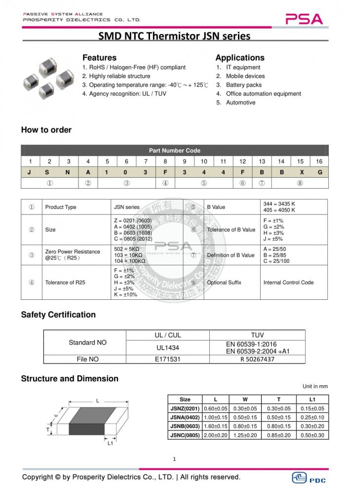 JSN Series datasheet page 2
