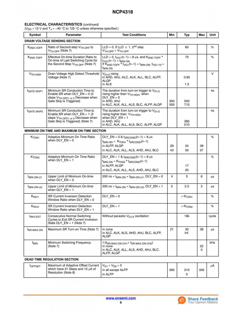 NCP4318 datasheet page 6