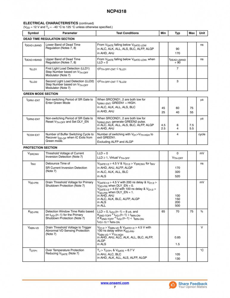 NCP4318 datasheet page 7