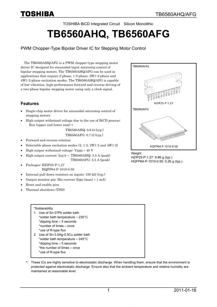 TB6560AHQ datasheet page 1
