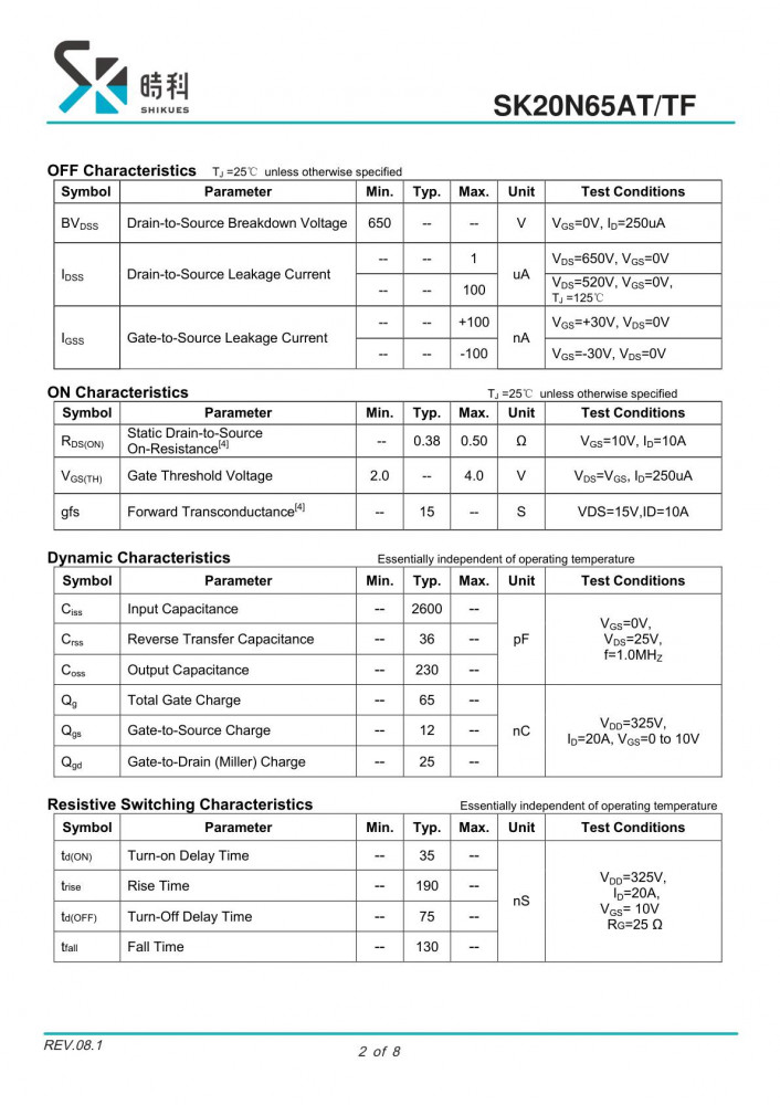 SK20N65A-TF datasheet page 2