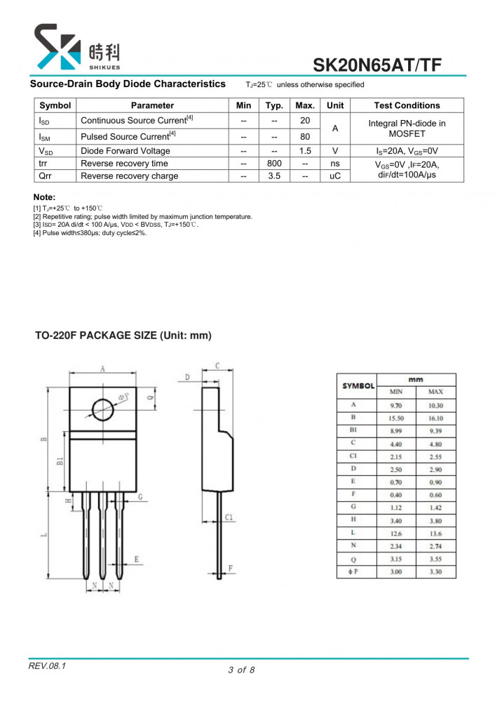 SK20N65A-TF datasheet page 3