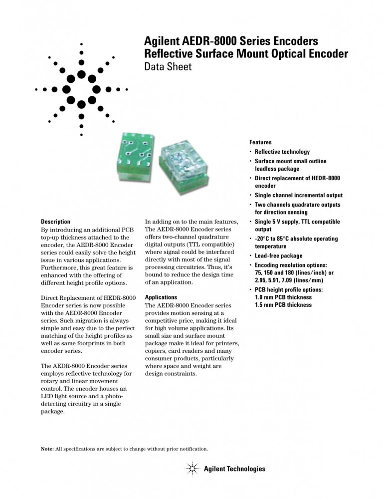 AEDR-8100 datasheet page 1